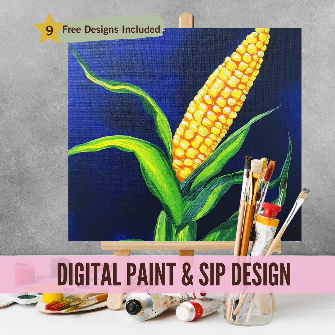 Sip and Paint Downloadable Stencil Art, DIY Acrylic Painting Party ...