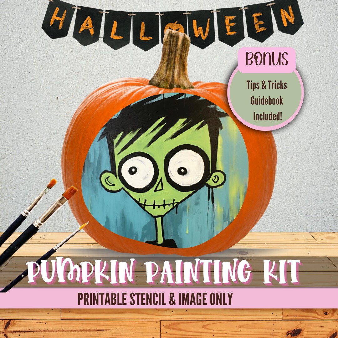 Kids Halloween Pumpkin Painting Template | Diy Printable Art Stencil ...