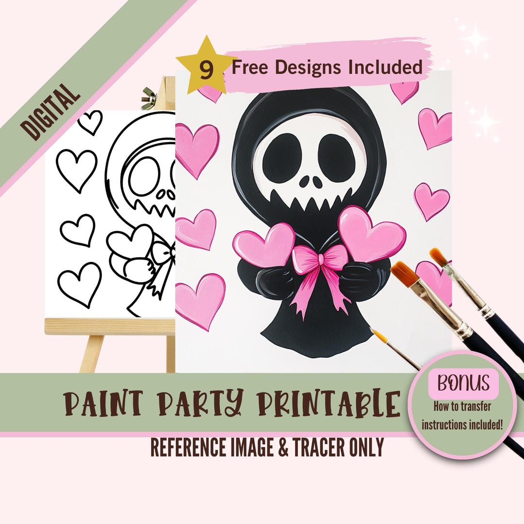 Cute Summerween Sip and Paint Downloadable Stencil Art, DIY Halloween ...