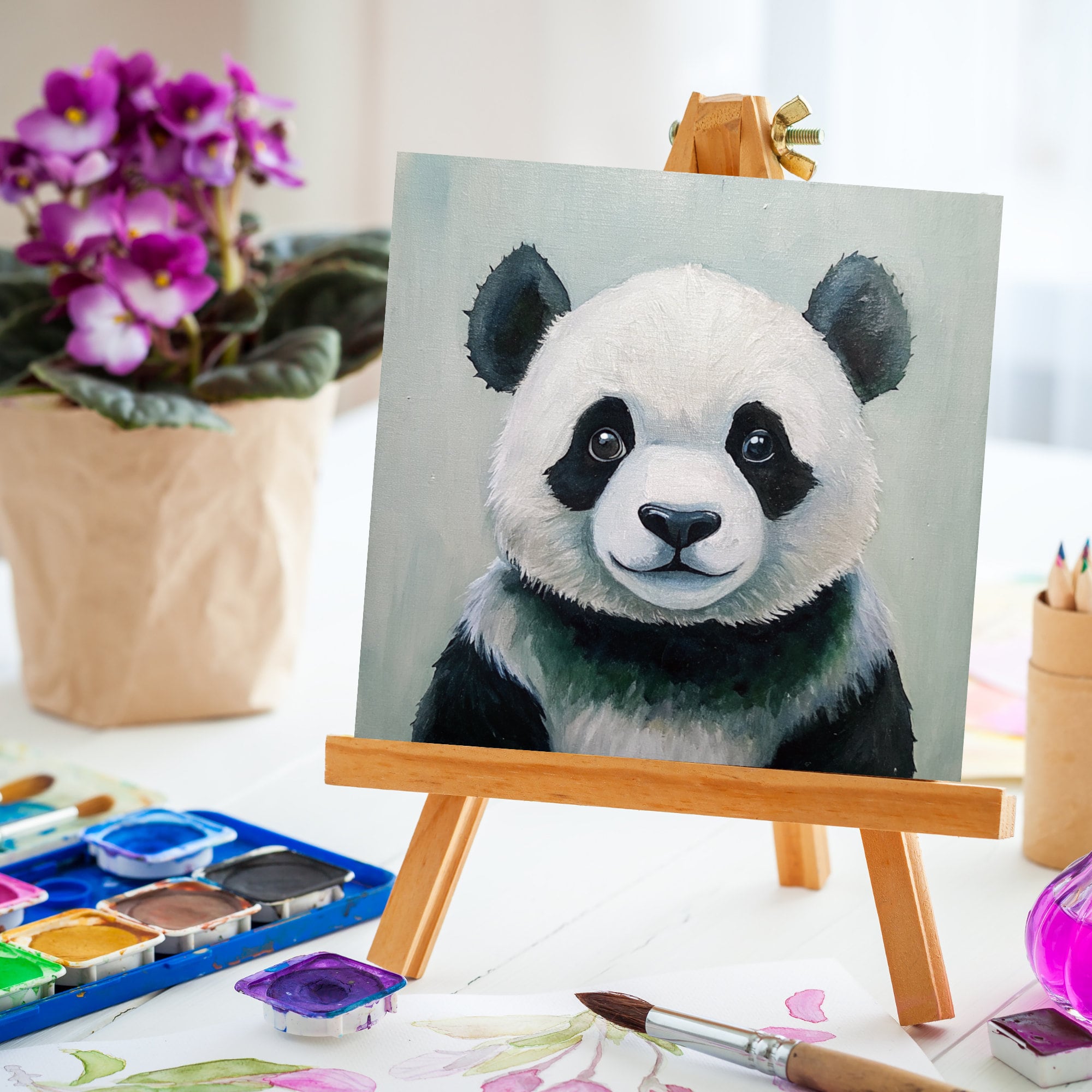 Panda Paint Party Kit Pre-drawn Canvas, Paint and Sip for Adults and ...
