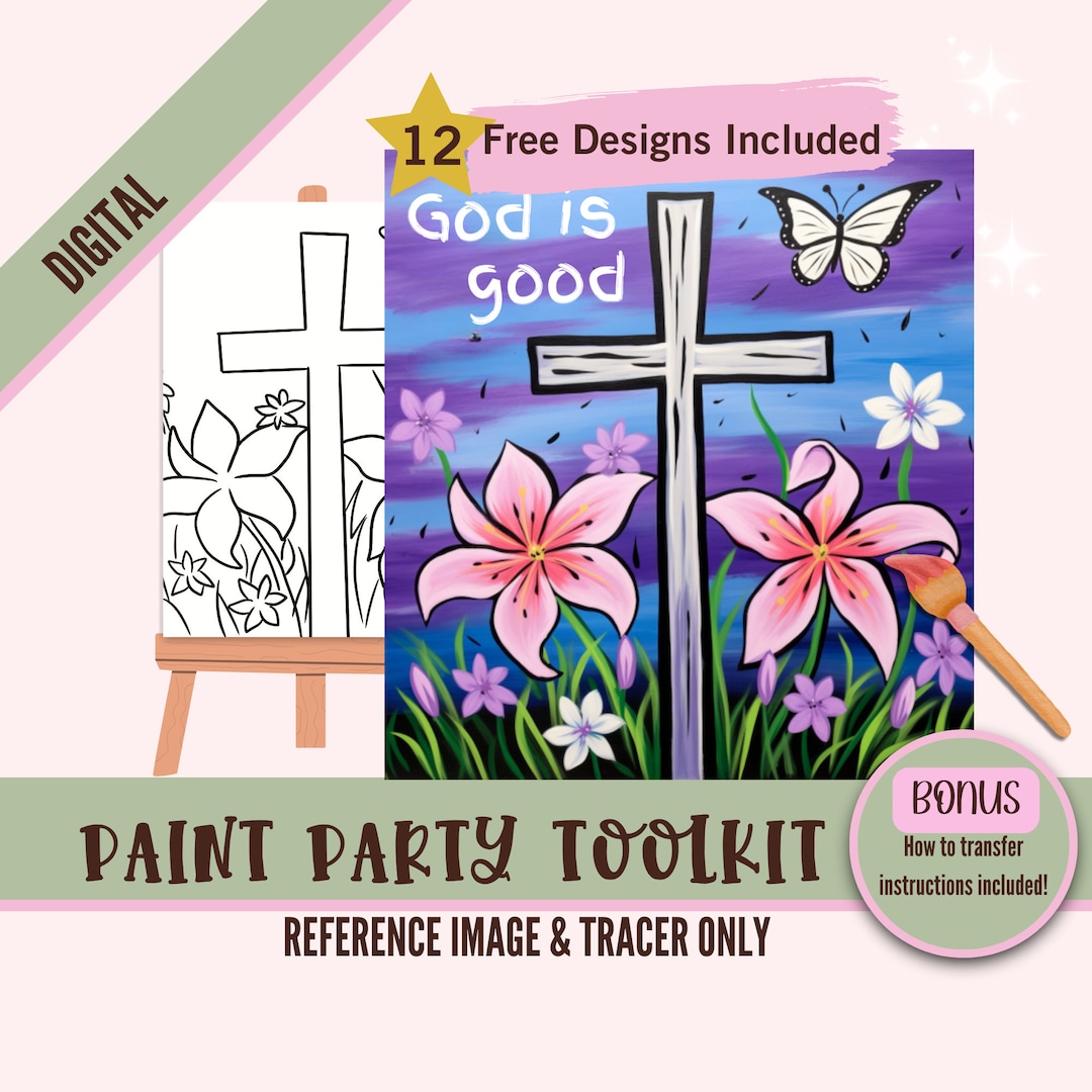 God is Good All the Time Painting Party Printable, Sublimation PNG DIY ...