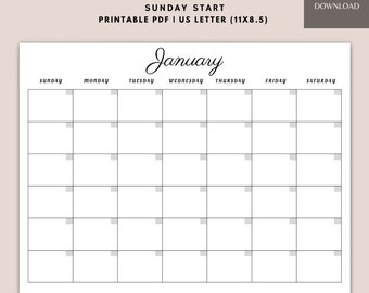 Printable Monday Start Calendar, Monthly Planner, Monthly Organizer ...
