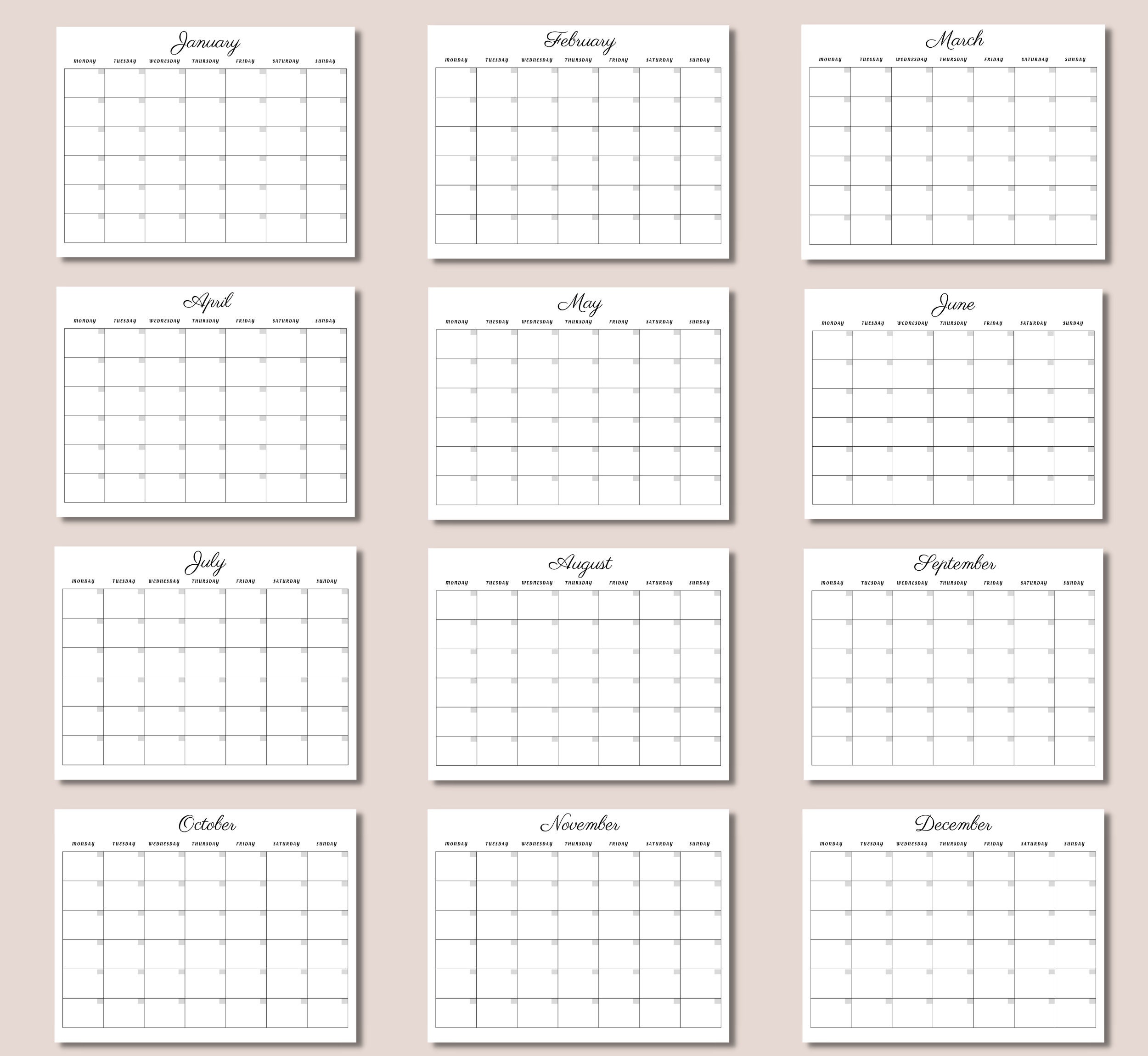 Printable Monday Start Calendar, Monthly Planner, Monthly Organizer ...