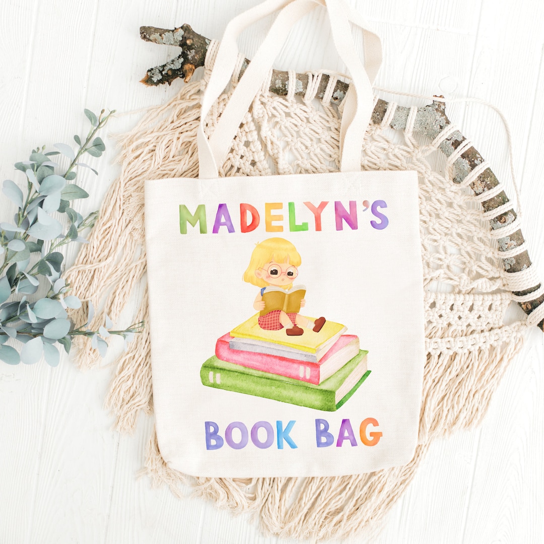 Personalized Book Bag for Kids, Unique Gift for Kids, Library Bag for ...