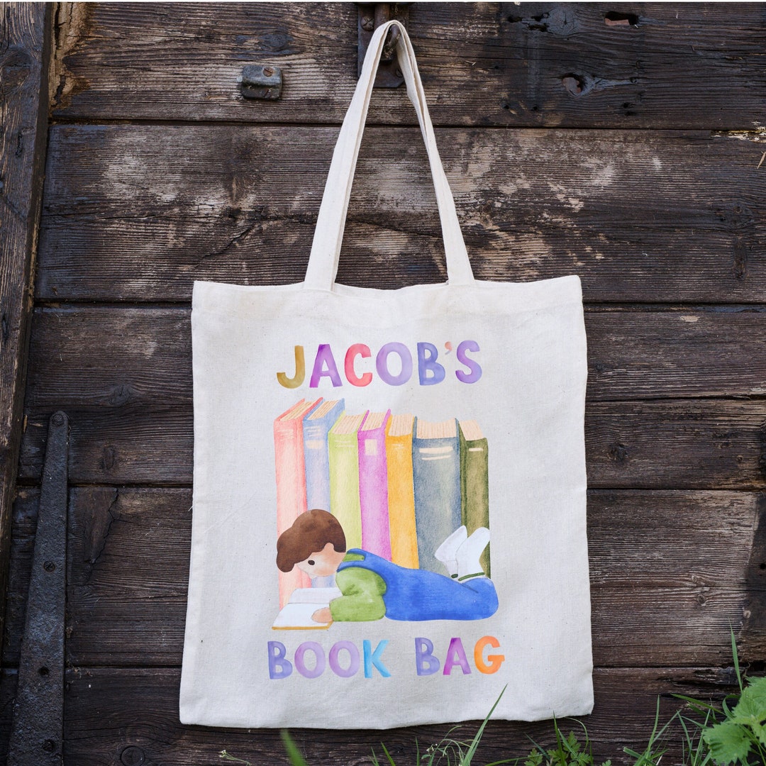 Personalized Book Bag for Kids, Custom Kids Book Bag, Library Bag for ...