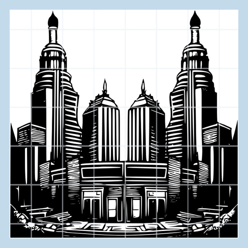 Skyline simétrico de la ciudad: SVG - Etsy México