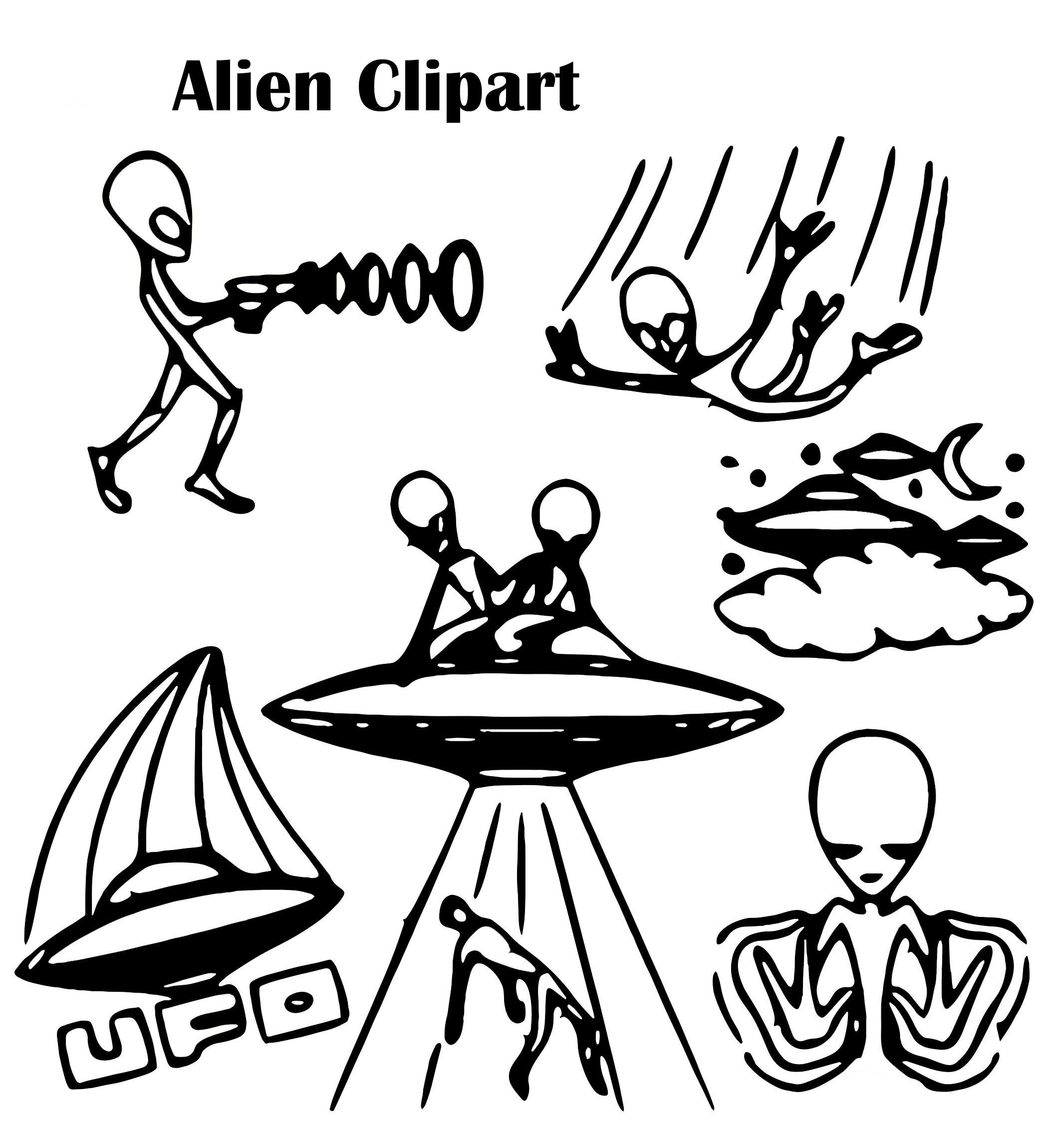 Alien Clipart Black And White