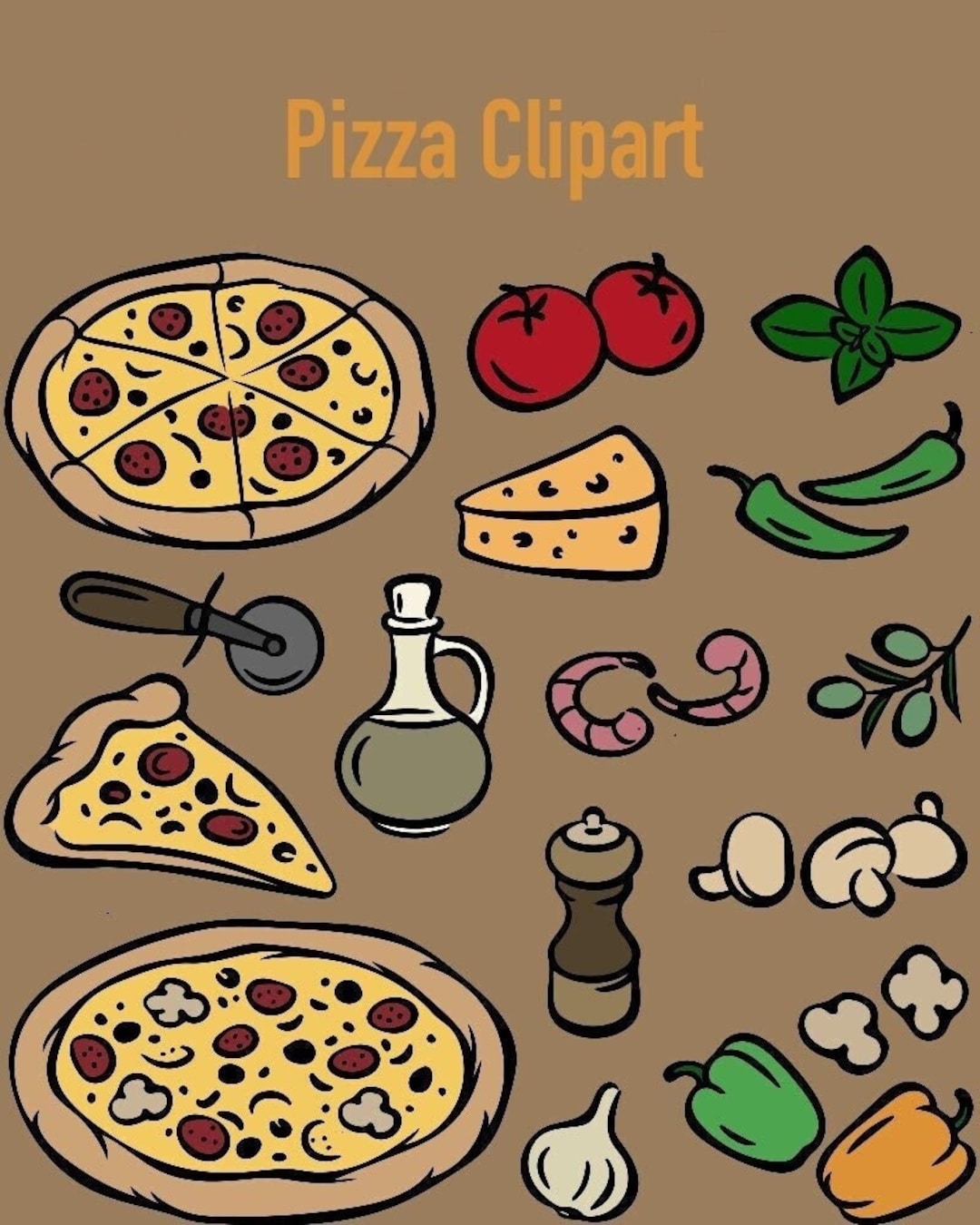 Pizza Clipart Color - Etsy