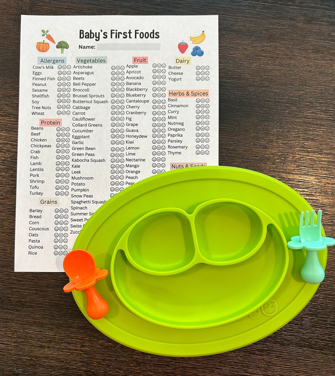 Baby’s First Foods Tracker Printable Checklist, Baby Food Diary, Baby ...