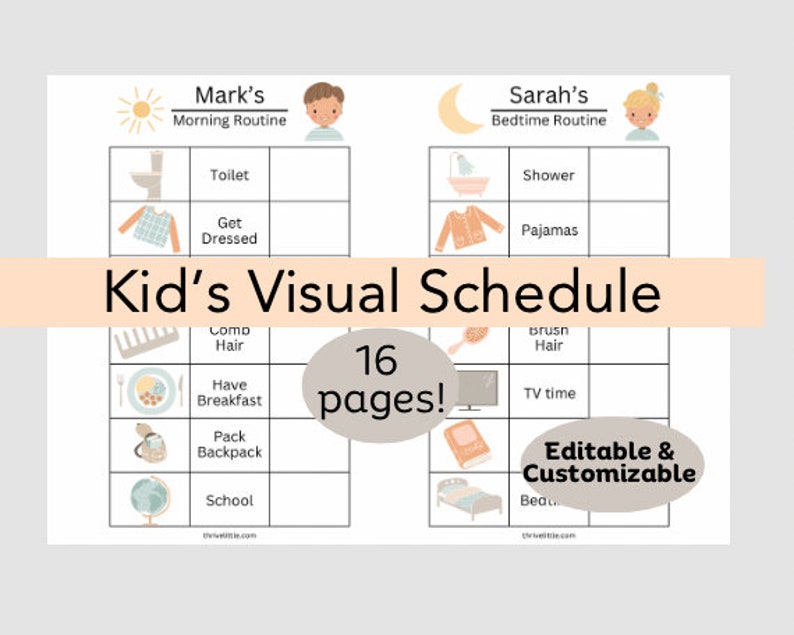 Editable Kids Visual Schedule | Daily Routines Chart | Printable ...