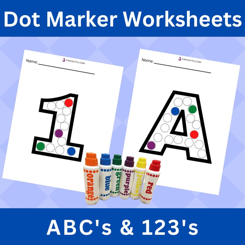 Dot Marker Activity Worksheets | Alphabet A-Z and Numbers 1-9 - Etsy