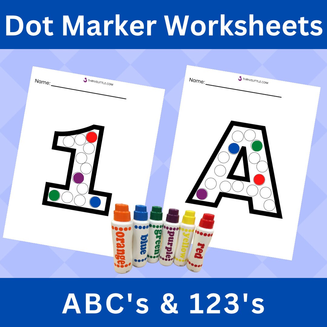 Dot Marker Activity Worksheets | Alphabet A-Z and Numbers 1-9 - Etsy