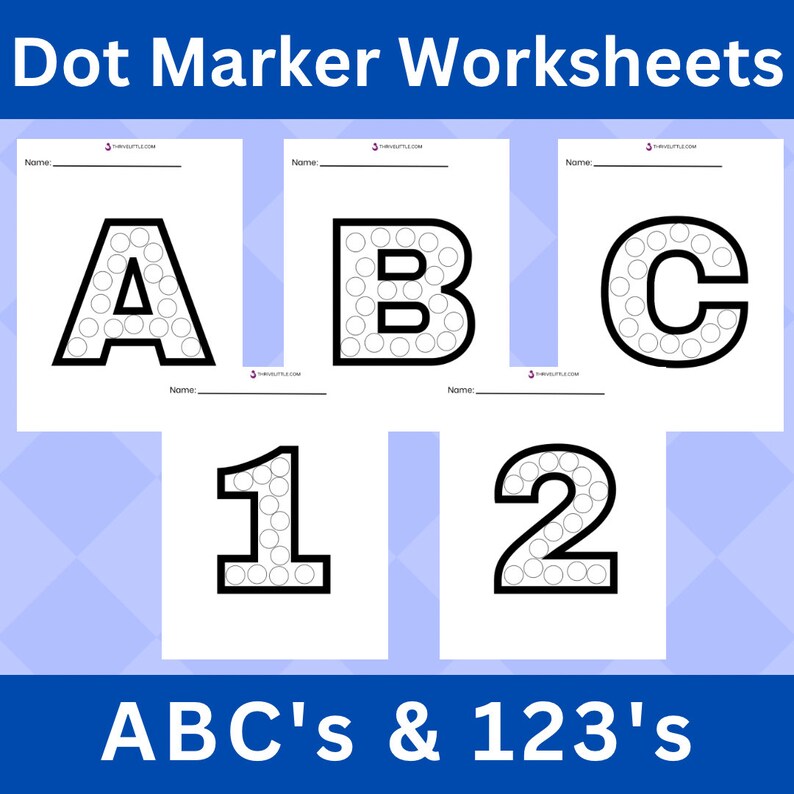 Dot Marker Activity Worksheets | Alphabet A-Z and Numbers 1-9 - Etsy