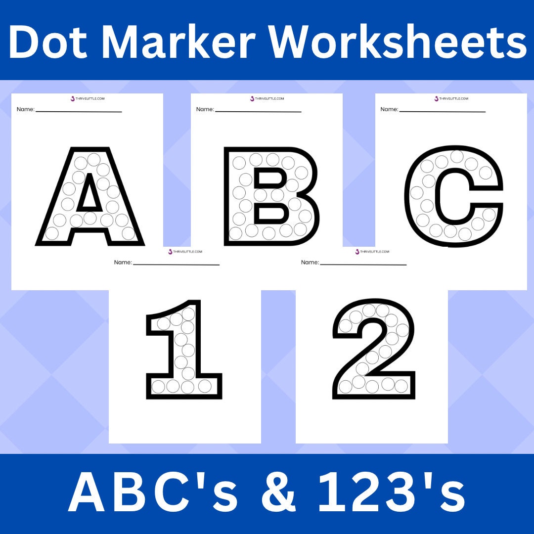 Dot Marker Activity Worksheets | Alphabet A-Z and Numbers 1-9 - Etsy