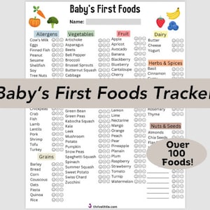 Baby’s First Foods Tracker Printable Checklist, Baby Food Diary, Baby ...