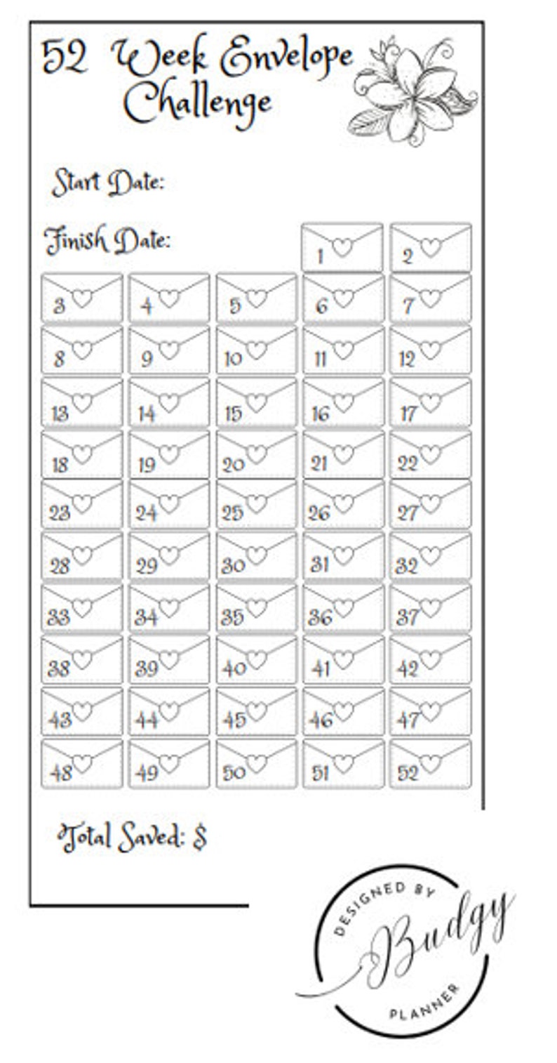100 Envelope Savings Challenge, 52 Week Savings Challenge, 26 Envelope ...