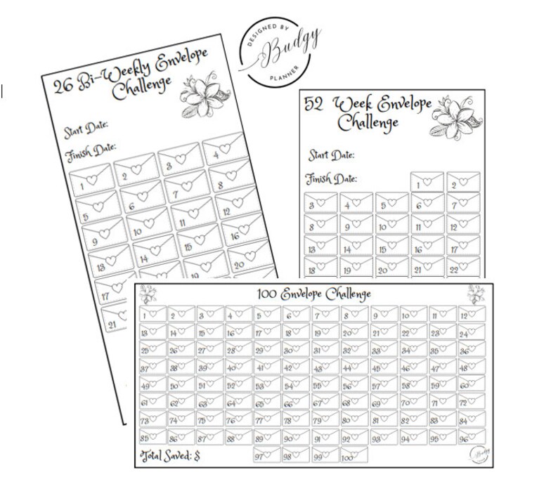 100 Envelope Savings Challenge, 52 Week Savings Challenge, 26 Envelope ...