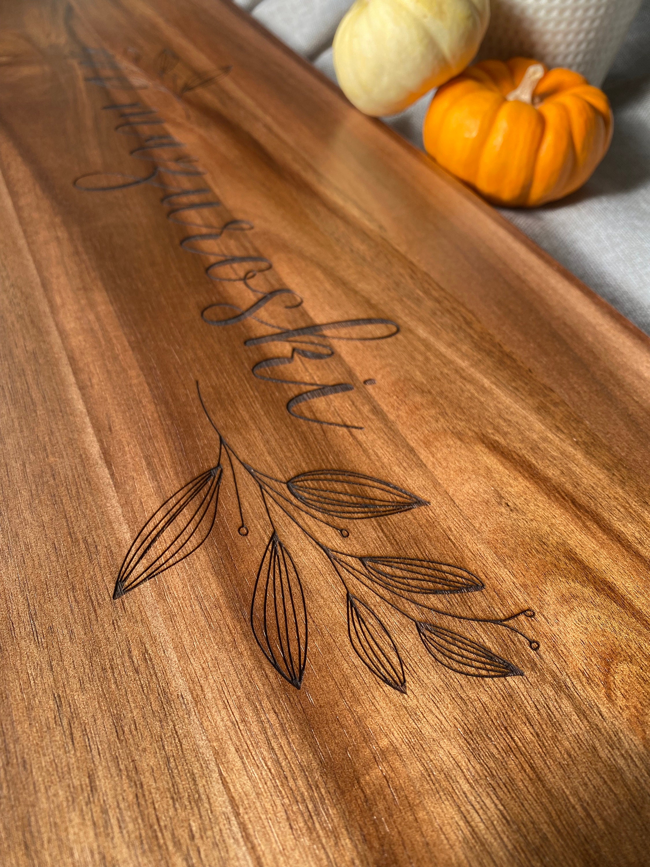Personalized Large Grazing Board 2 Handles, Natural Edge, Solid Wood - Etsy