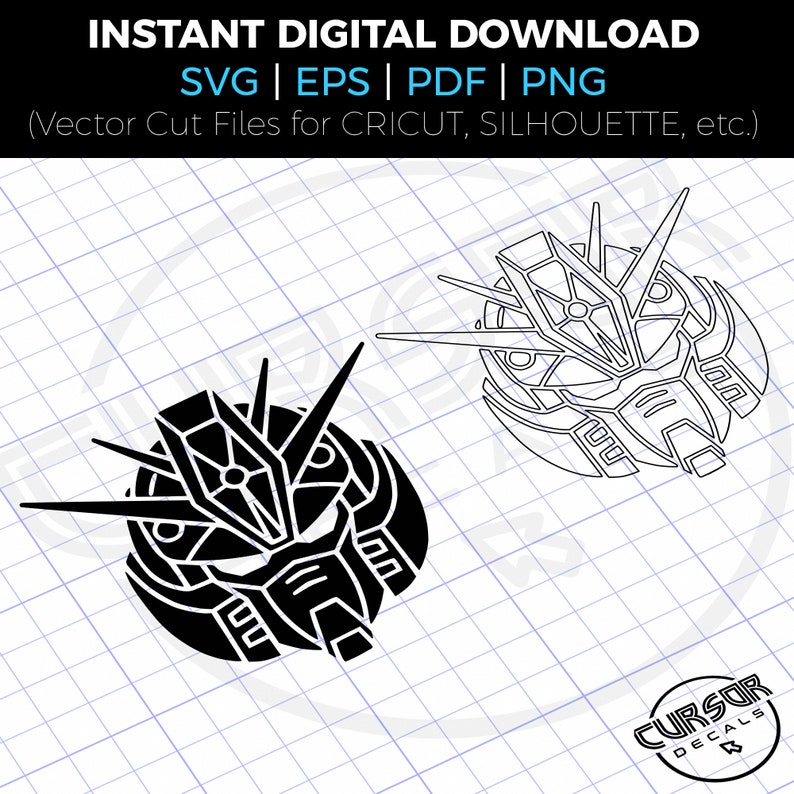 Gundam Mobile Suit Robot Anime SVG EPS PDF Vector Cricut Silhouette Die ...
