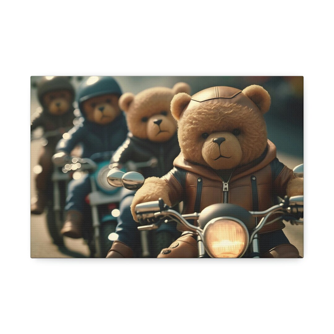 Ride or Die: Teddy Bear Biker Brigade Version 5 Canvas Wall - Etsy