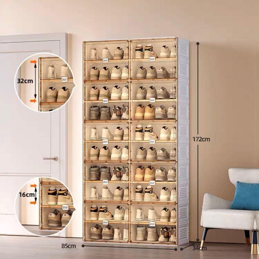 Antbox Shoe Cabinet 10 Layers 20 Grids 40pairs Portable Shoe Organizers ...