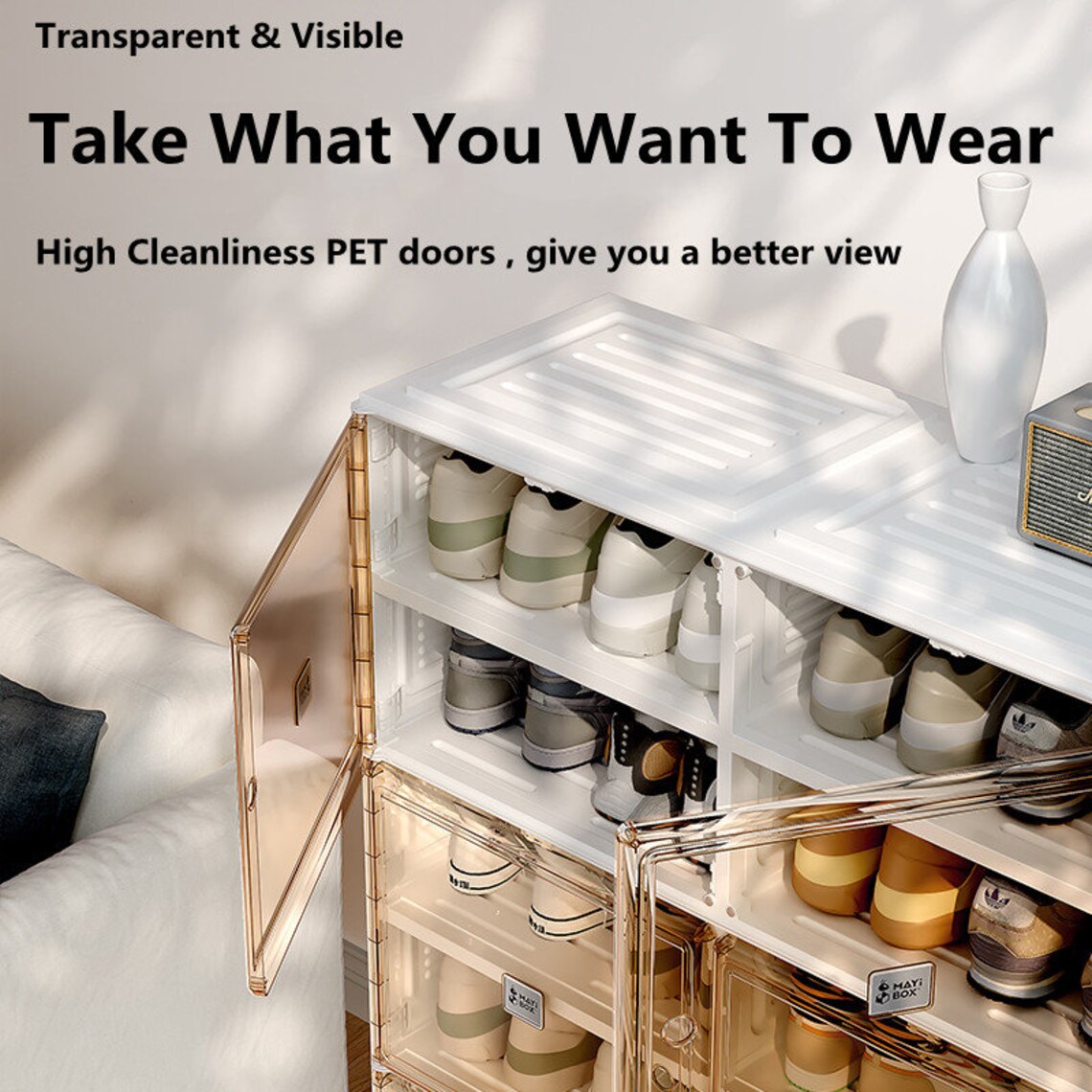 Antbox Shoe Cabinet 6 Layers 12 Grids 24pairs Portable Shoe Organizers ...