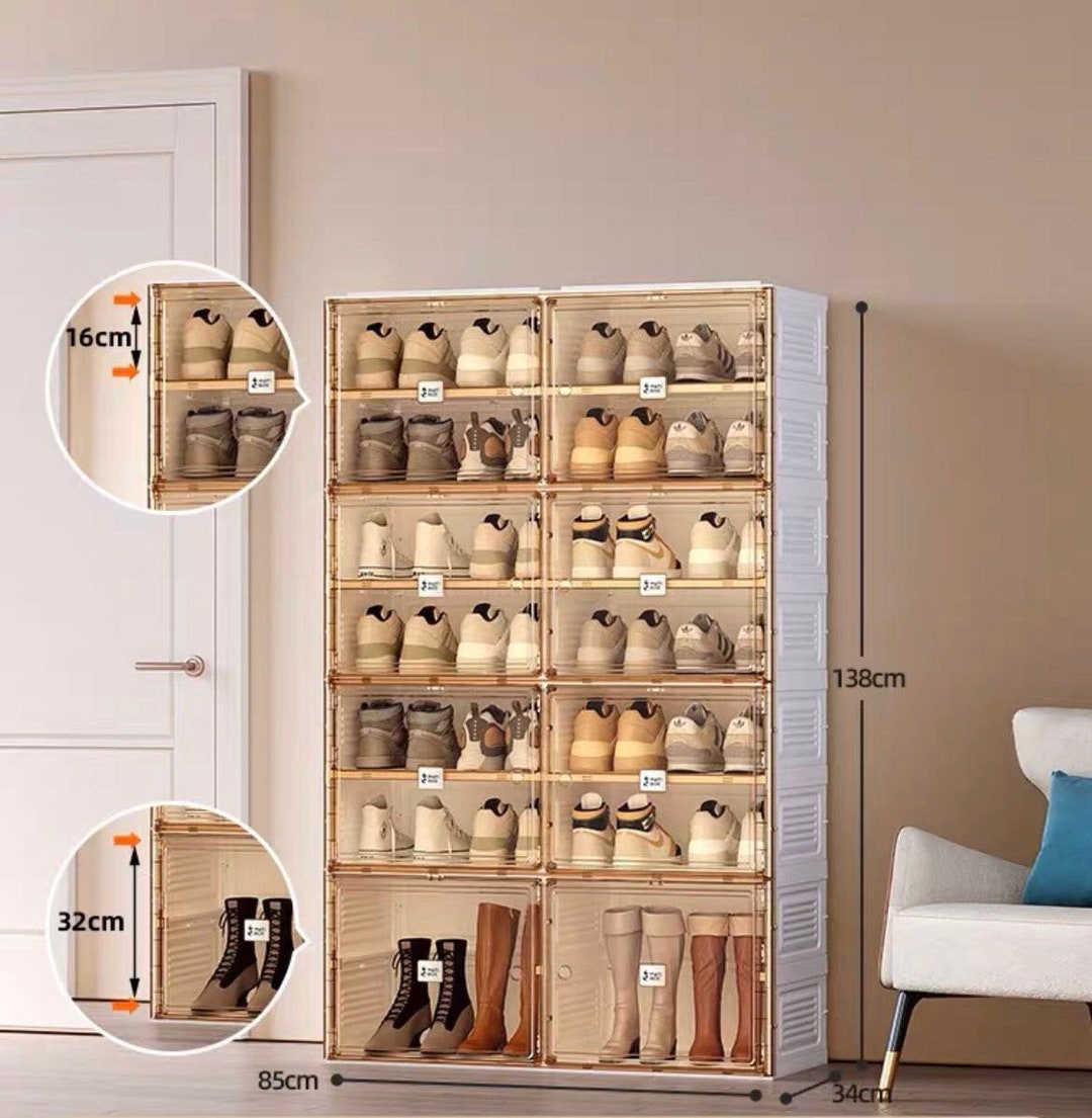 Antbox Shoe Cabinet 7 Layers 14 Grids 28pairs Portable Shoe Organizers ...