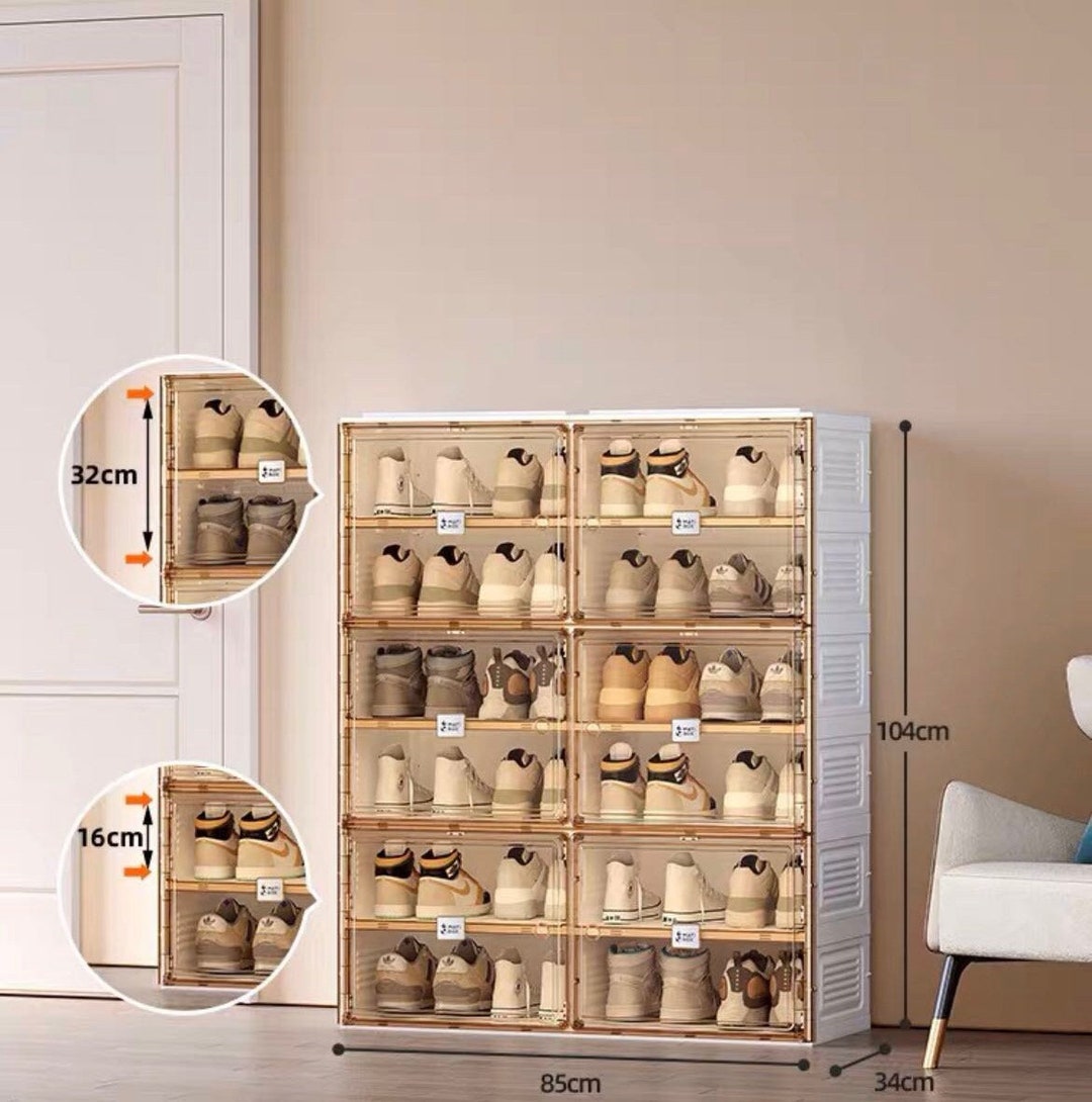 Antbox Shoe Cabinet 6 Layers 12 Grids 24pairs Portable Shoe Organizers ...