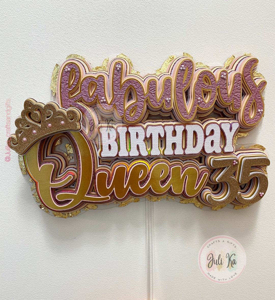 Birthday Queen Cake Topper, Fabulous Queen Cake Topper, Birthday Girl ...