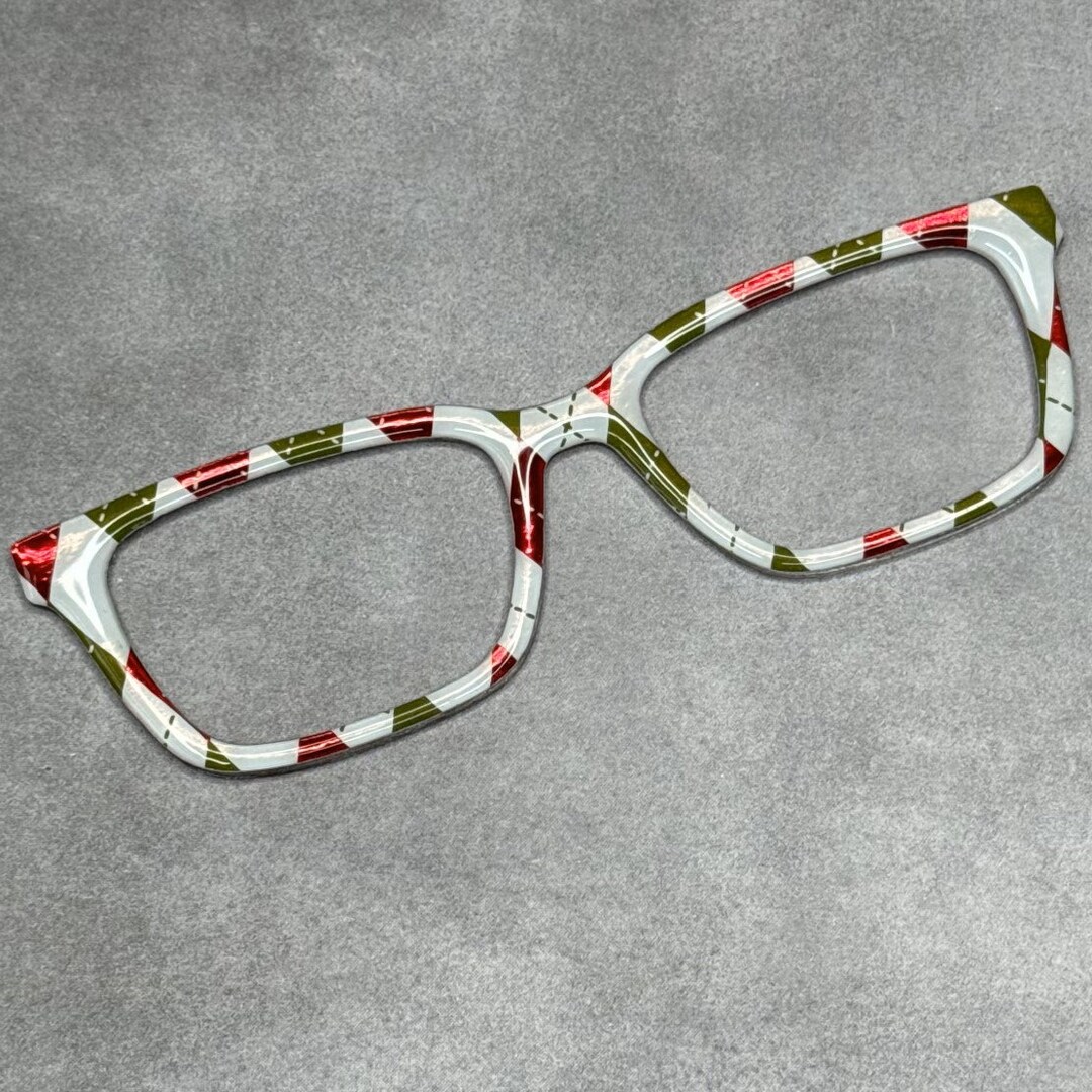 Christmas Argyle With Red Foil Magnetic Eyeglass Topper - Etsy