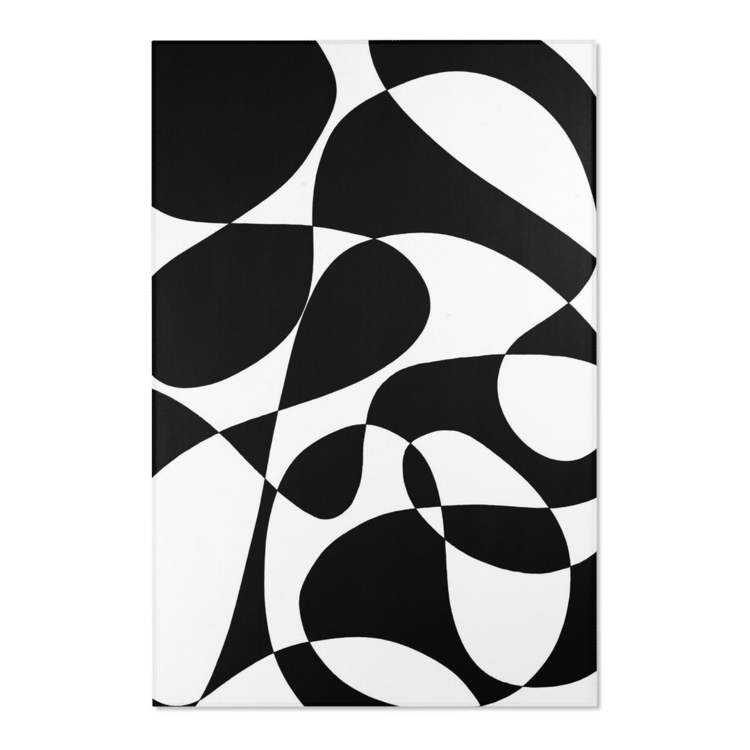 Area Rug Black on White Rug Abstract Art Rug Minimalist Art Rug Graphic ...