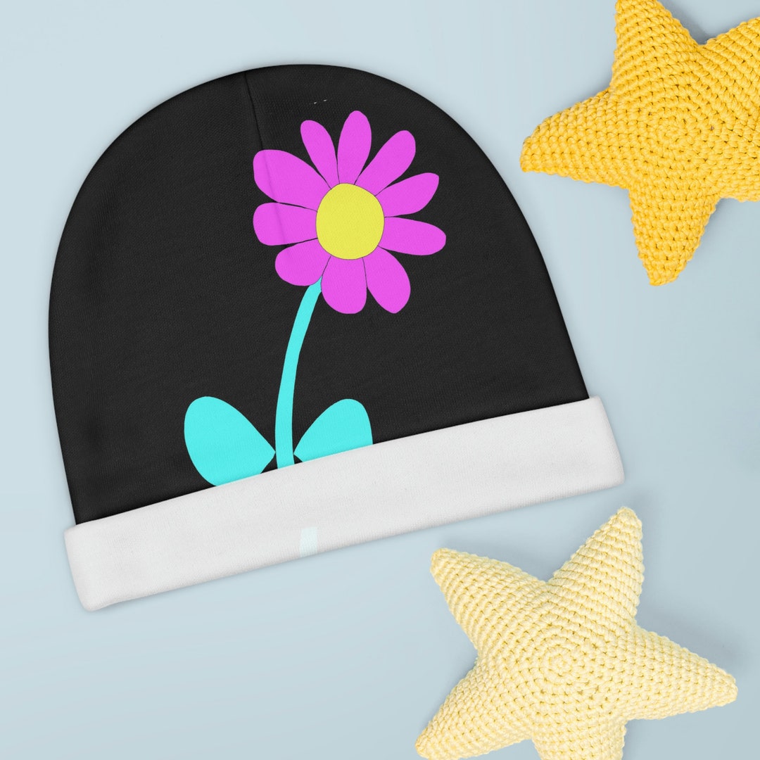 Baby Beanie Daisy Flower Black - Etsy
