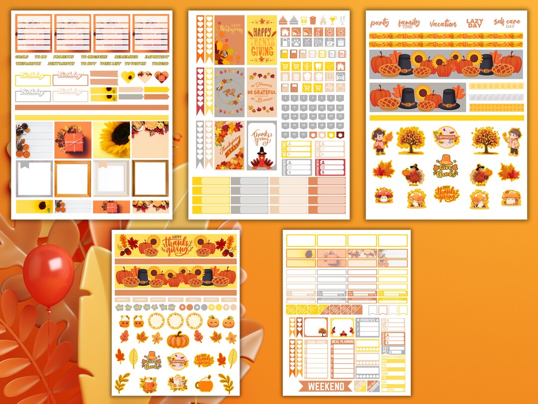 Thanksgiving Planner Sticker Printable Instant Download - Etsy