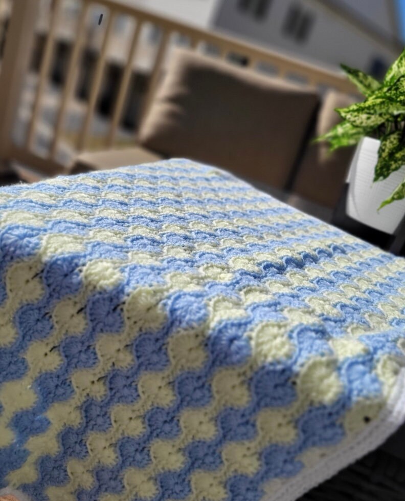 Blue, Yellow, and White Baby Blanket - Etsy