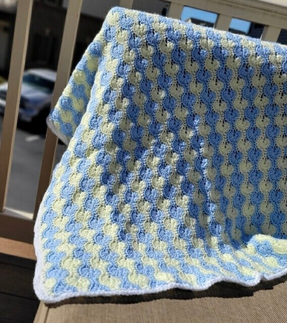 Blue, Yellow, and White Baby Blanket - Etsy