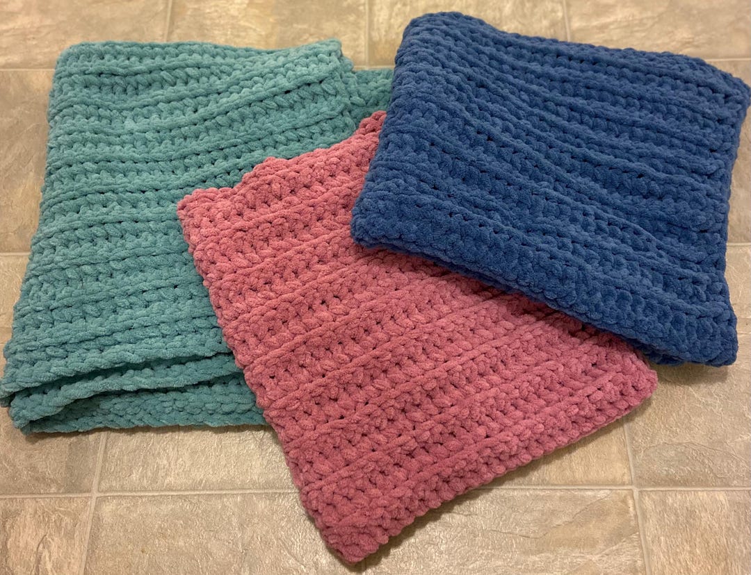 Fuzzy Chenille Baby Blanket Green, Pink, Blue - Etsy