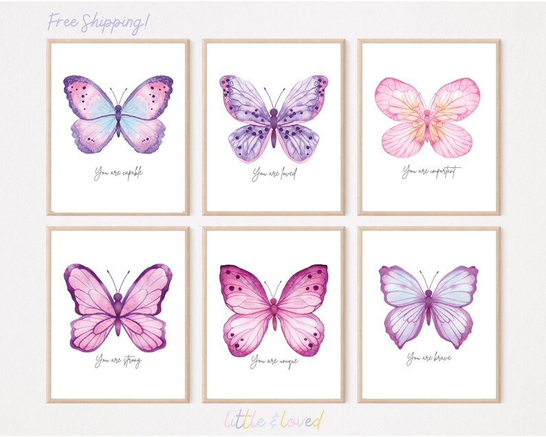 Butterfly Affirmation Print Set of 6 Affirmation Wall Art Affirmation ...