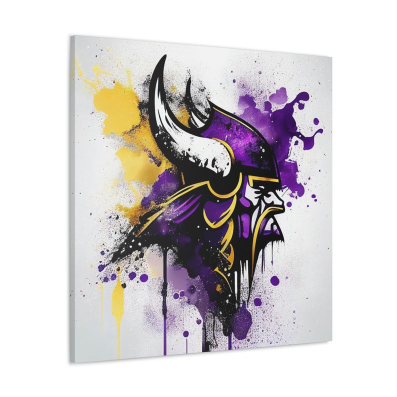 Minnesota Vikings Logo Splash Paint Logo Canvas Art Canvas Gallery Wrap ...