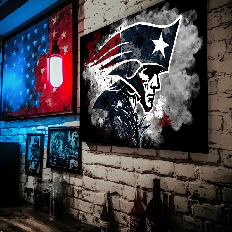 New England Patriots Logo Realistic Logo Design - Patriots Paint Canvas ...