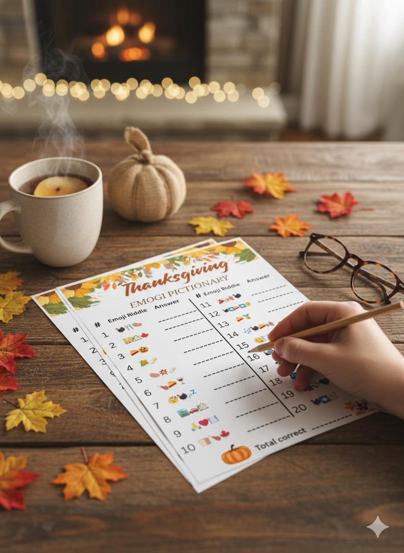 Thanksgiving Emoji Pictionary Game: Printable Holiday Fun (instant ...