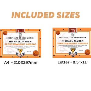 Editable Basketball Certificate Template, Sports Certificate Bundle ...