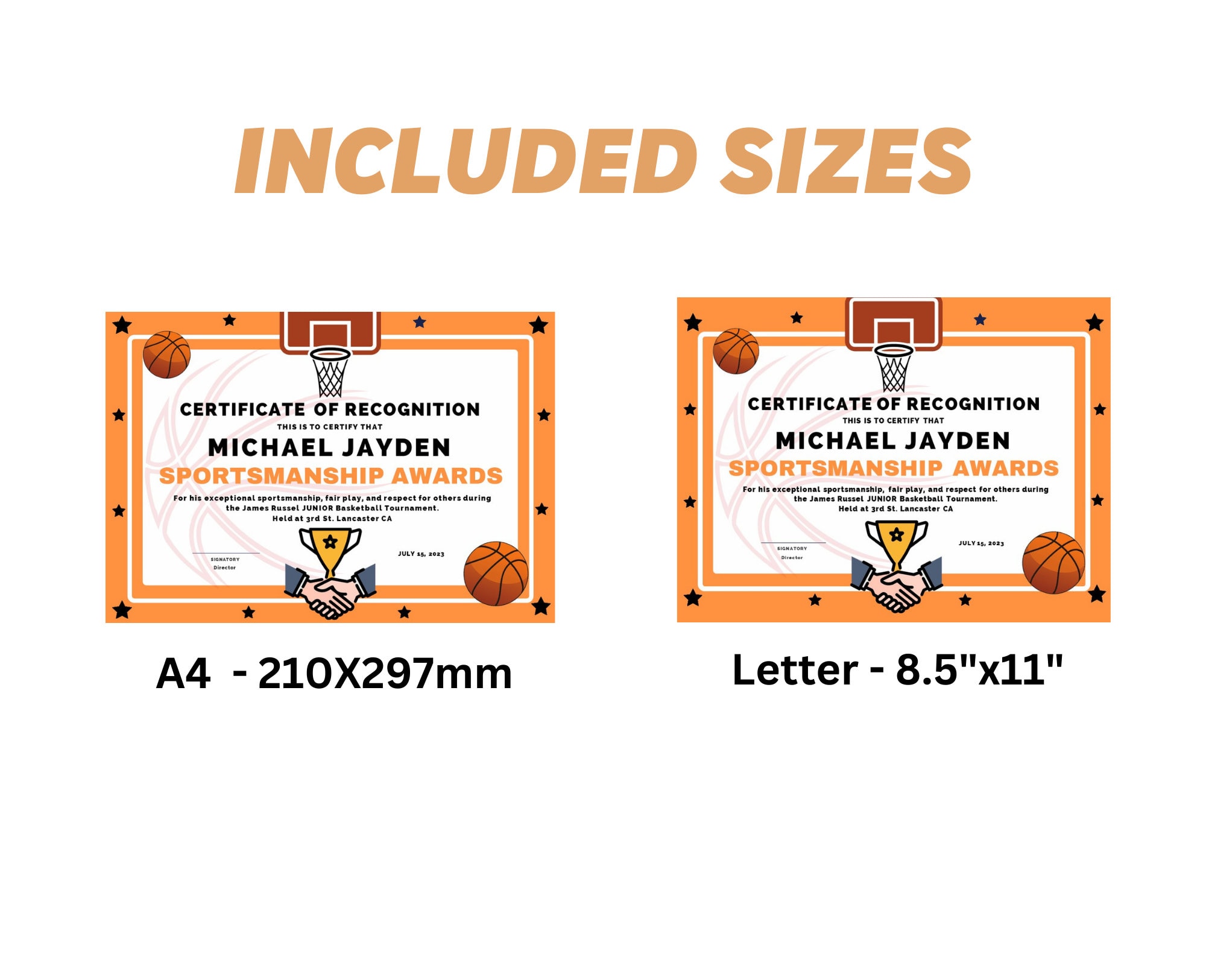 Editable Basketball Certificate Template, Sports Certificate Bundle ...