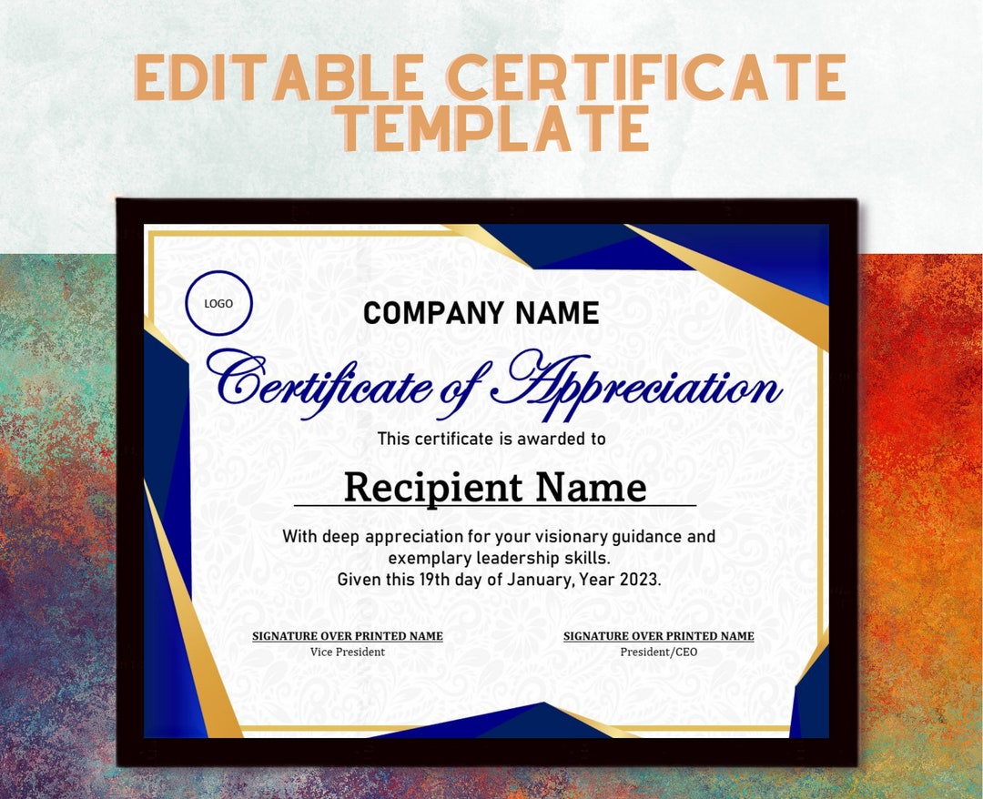 Editable Certificate of Appreciation, Certificate of Recognition, Company Certificate of ...
