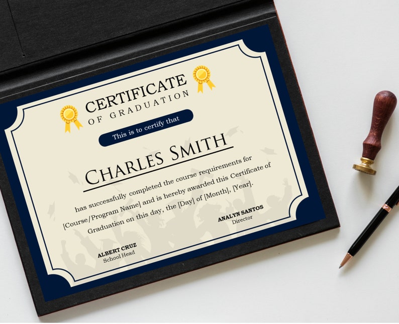 Editable Certificate of Graduation, Achievement, School Recognition ...