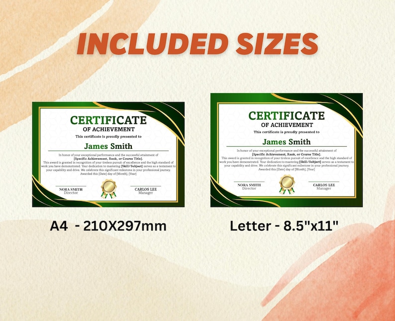 Editable Certificate of Achievement, Green and Gold, Corporate ...
