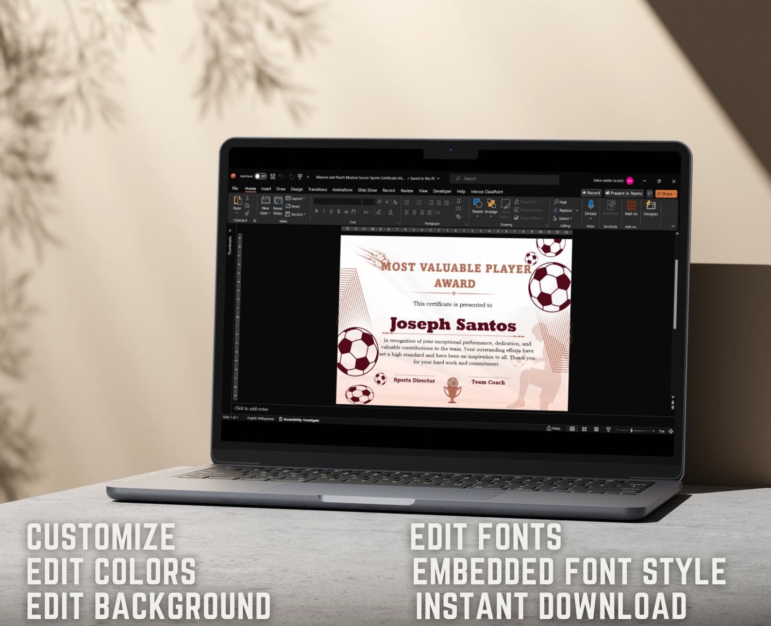 Editable Soccer Certificate Template, Football Certificate, Sports ...