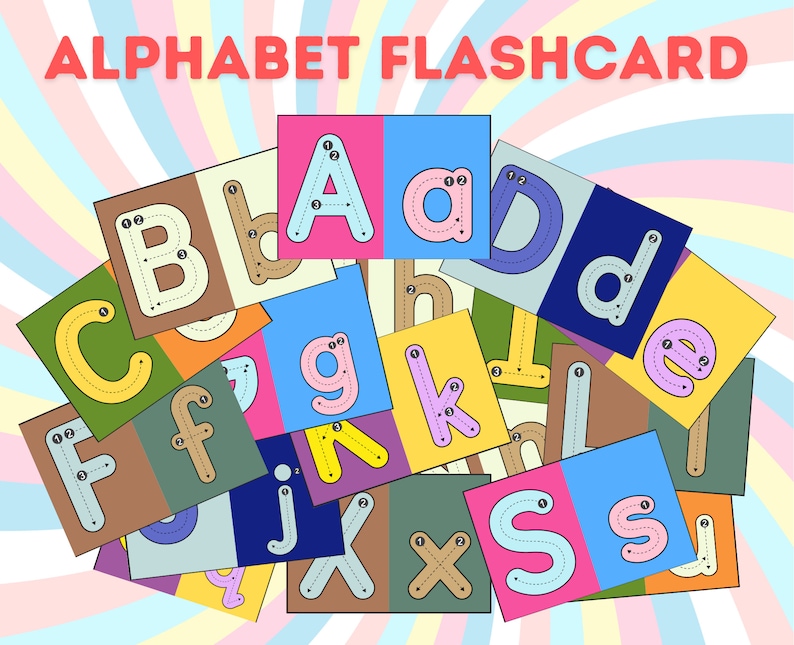 Alphabet Flashcards Uppercase and Lowercase Letters Colorful - Etsy
