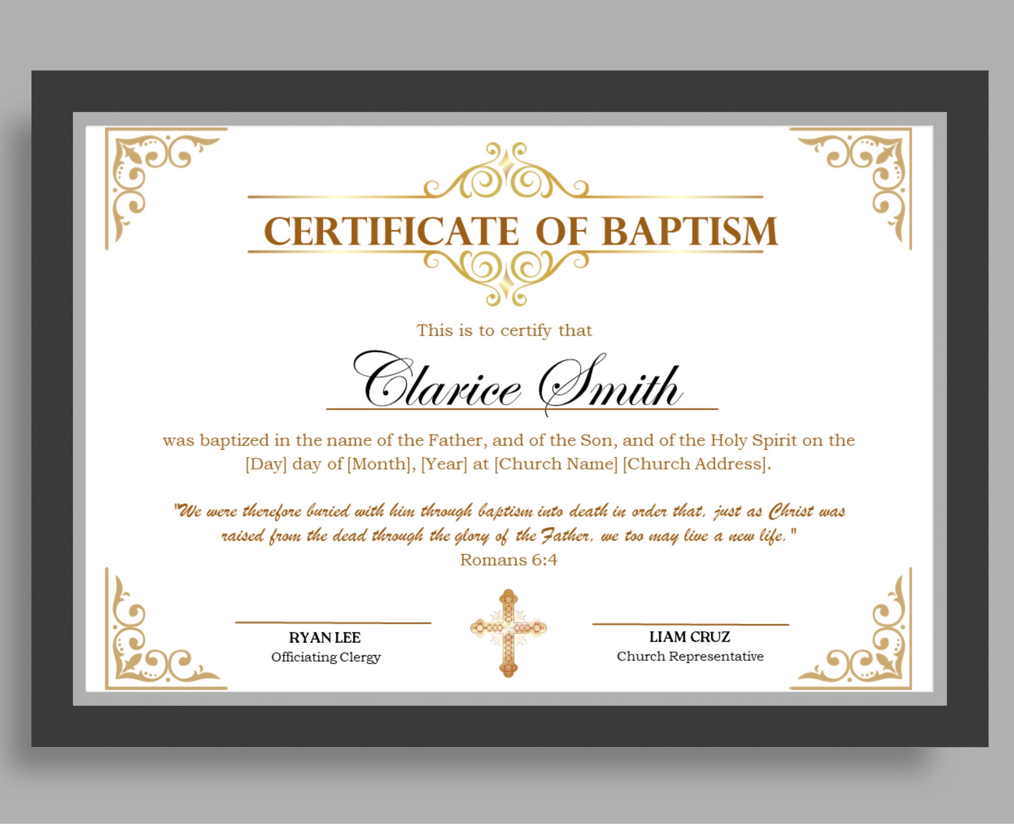 Editable Certificate of Baptism, Christening Certificate, White and ...