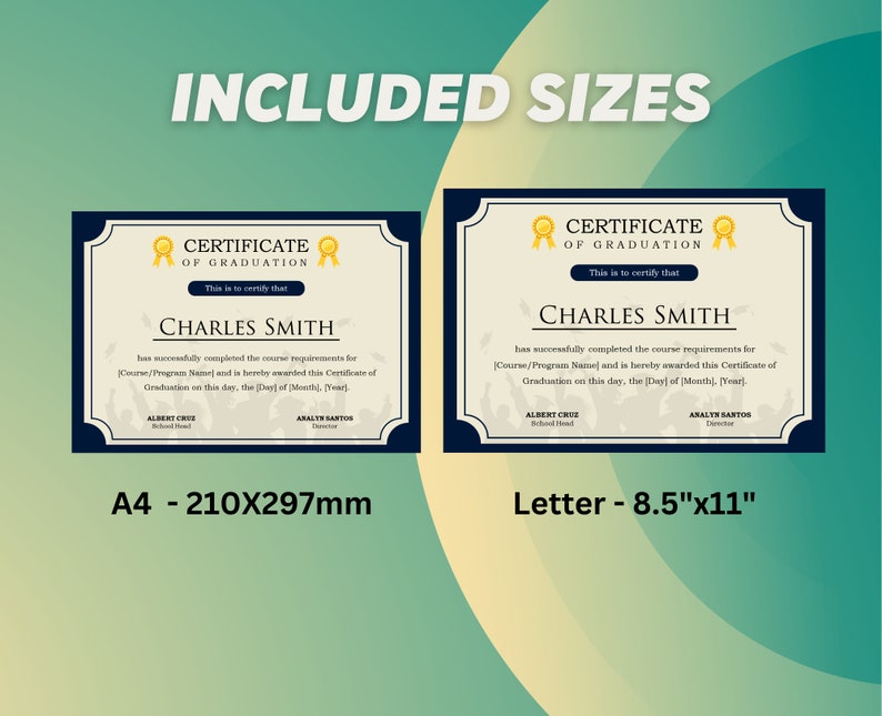 Editable Certificate of Graduation, Achievement, School Recognition ...