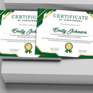 Editable Certificate of Achievement, Modern Green, School Event ...